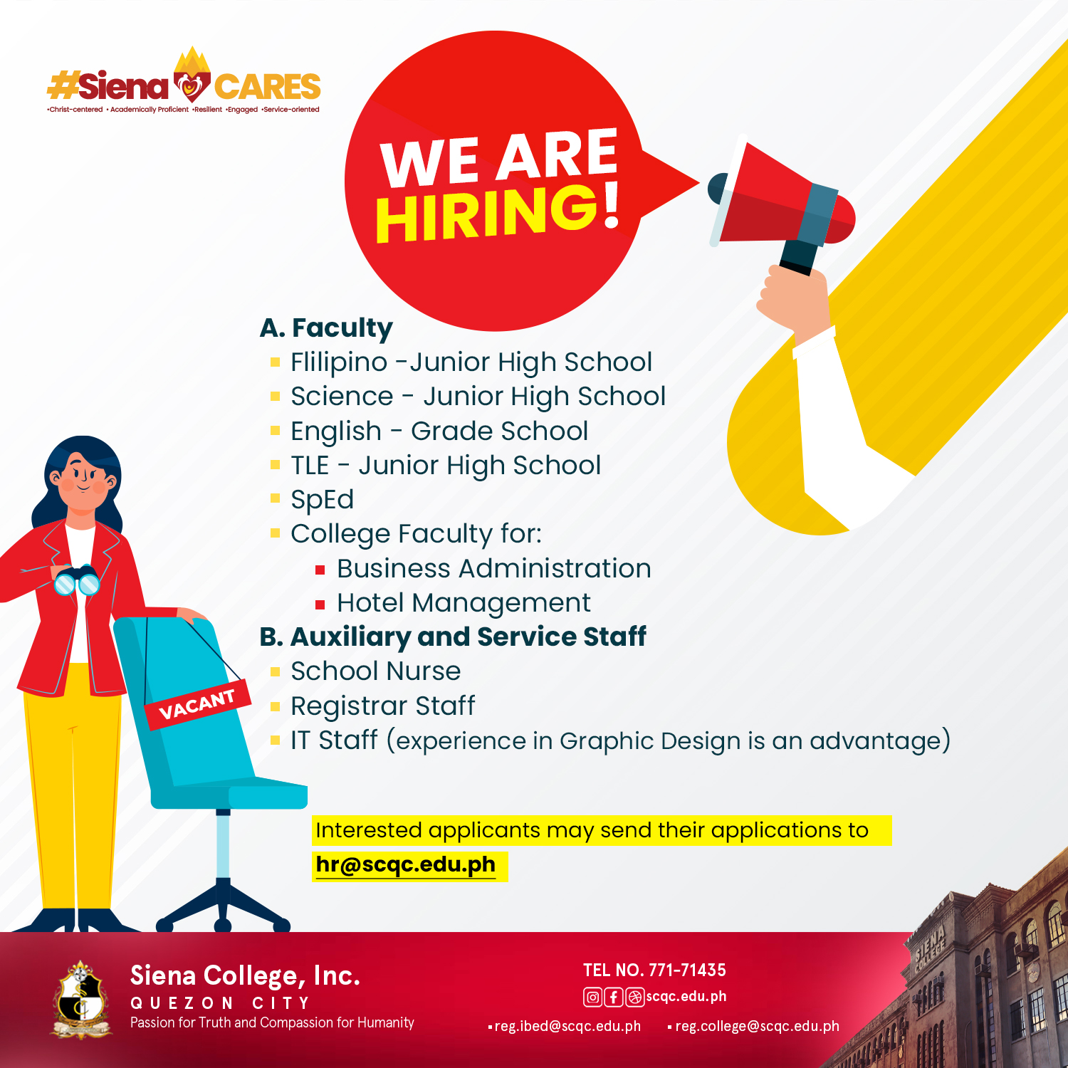 Job Openings for AY 2023-2024 – SIENA COLLEGE INC.